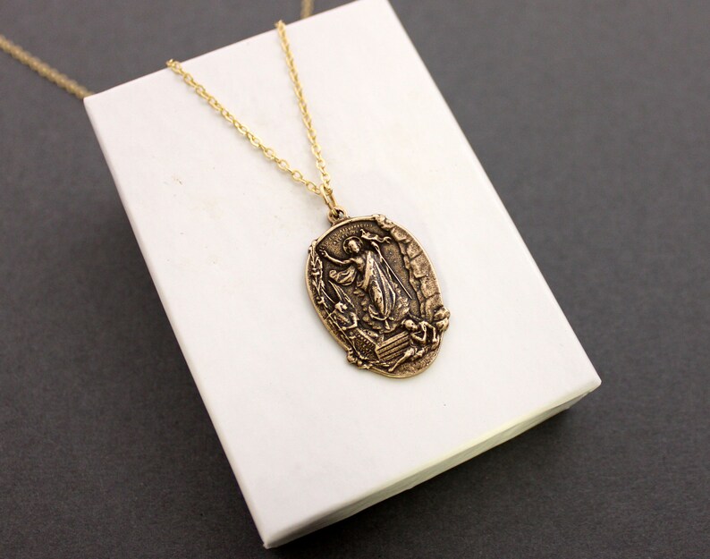 Agnus Dei Easter Medal Necklace 14k Gold Filled Chain - Etsy