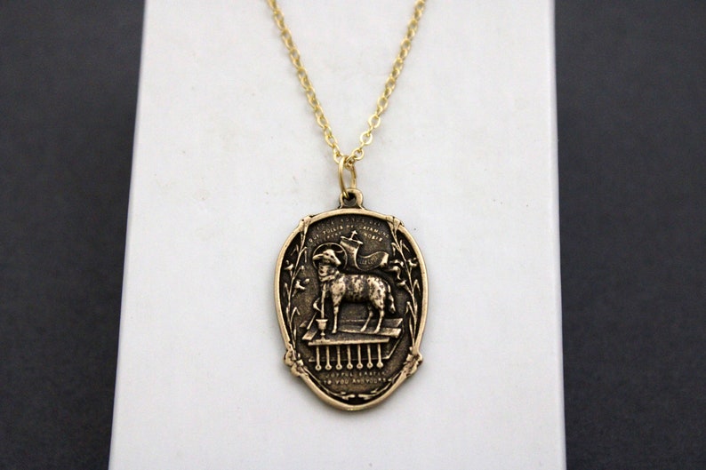 Agnus Dei Easter Medal Necklace 14k Gold Filled Chain - Etsy