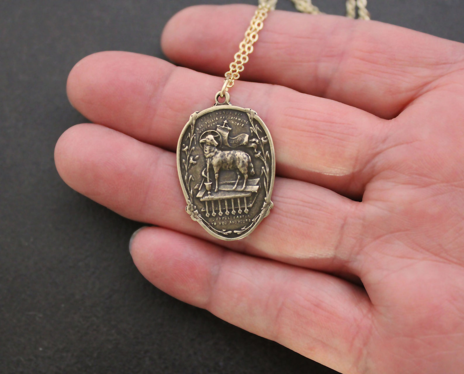 Agnus Dei Easter Medal Necklace 14k Gold Filled Chain - Etsy