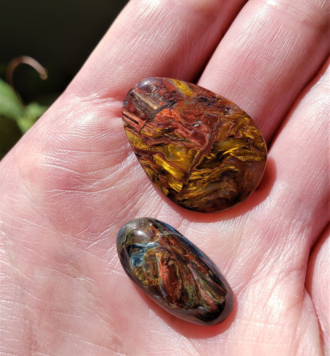 LOT of 2 Oval Freeform Pietersite Chatoyant Fluid Beauty Touchstone ...