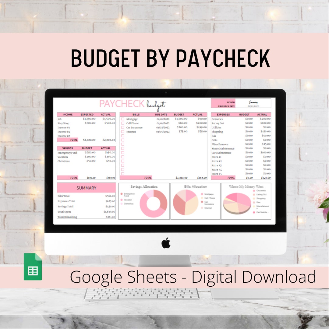 Budget by Paycheck Spreadsheet - Google Sheets Budget Template - Bi ...