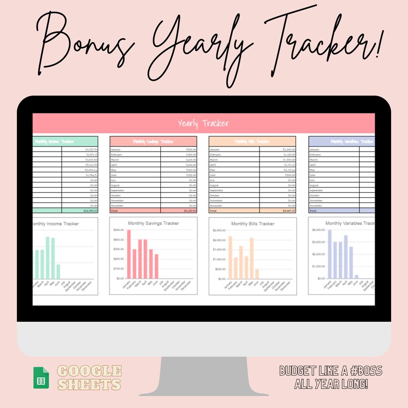 Monthly Digital Budget Spreadsheet - Google Sheets Budget Template ...