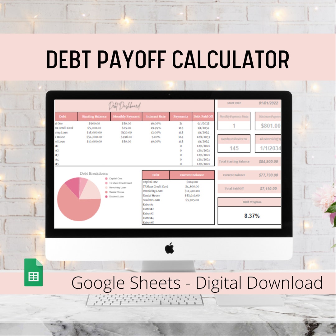 Debt Payoff Calculator - Debt Tracker - Google Sheets Template - Etsy