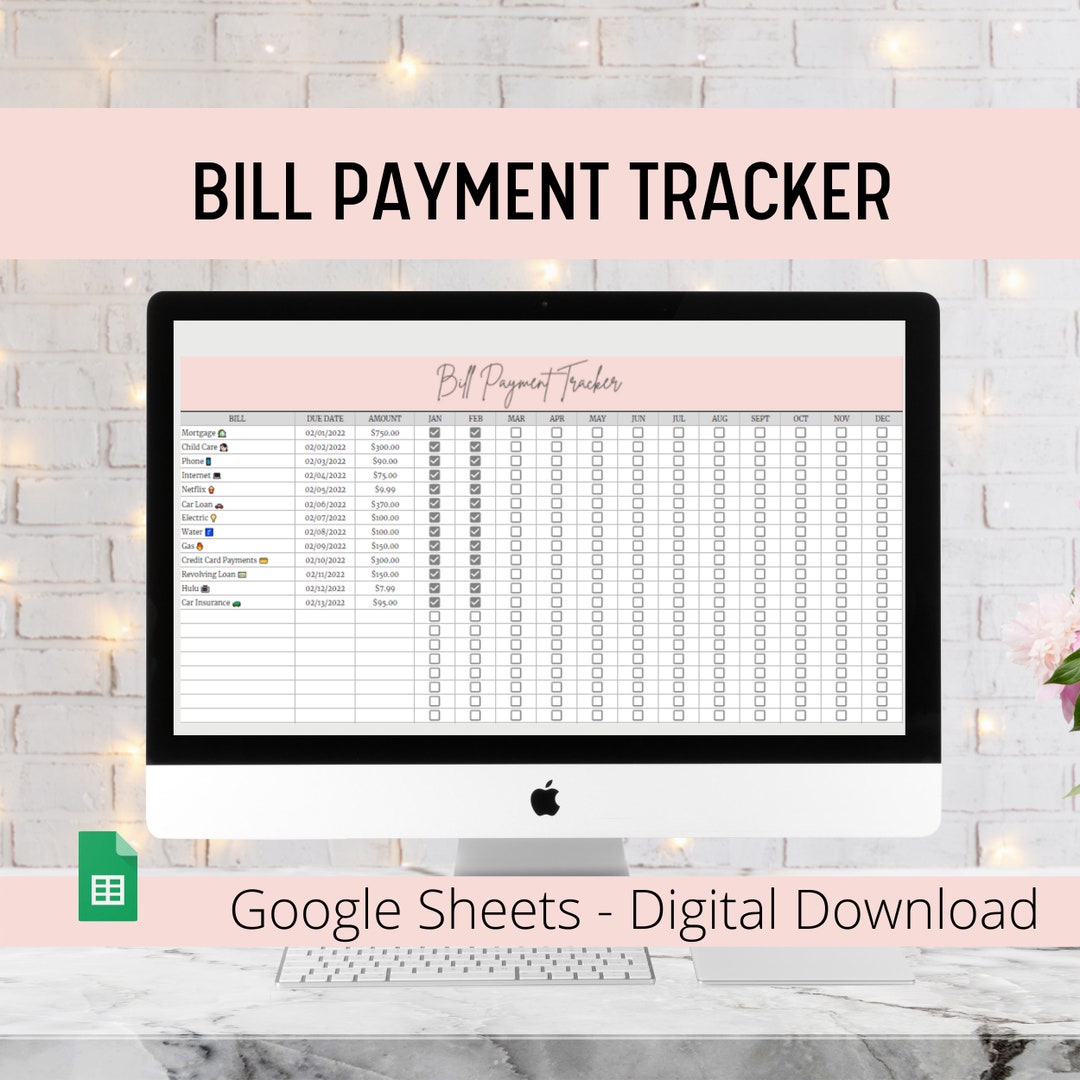 Bill Payment Tracker Spreadsheet - Monthly Bill Payment Log - Bill ...