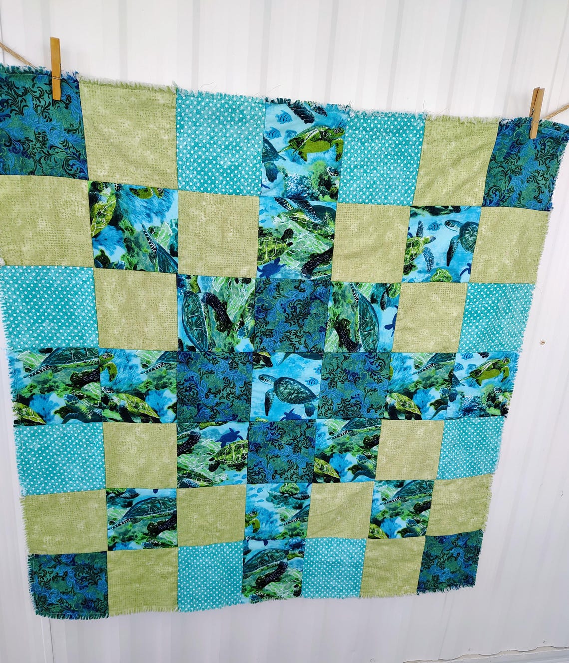 Sea Turtle Rag Style Quilt - Etsy