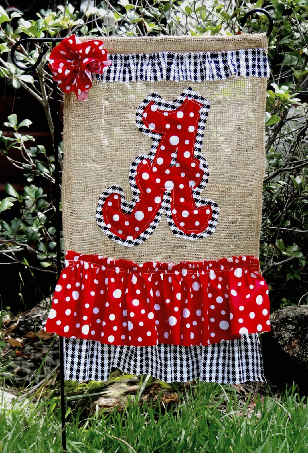 Alabama Crimson Tide Garden Flag, Burlap Garden Flag, Houndstooth Decor ...