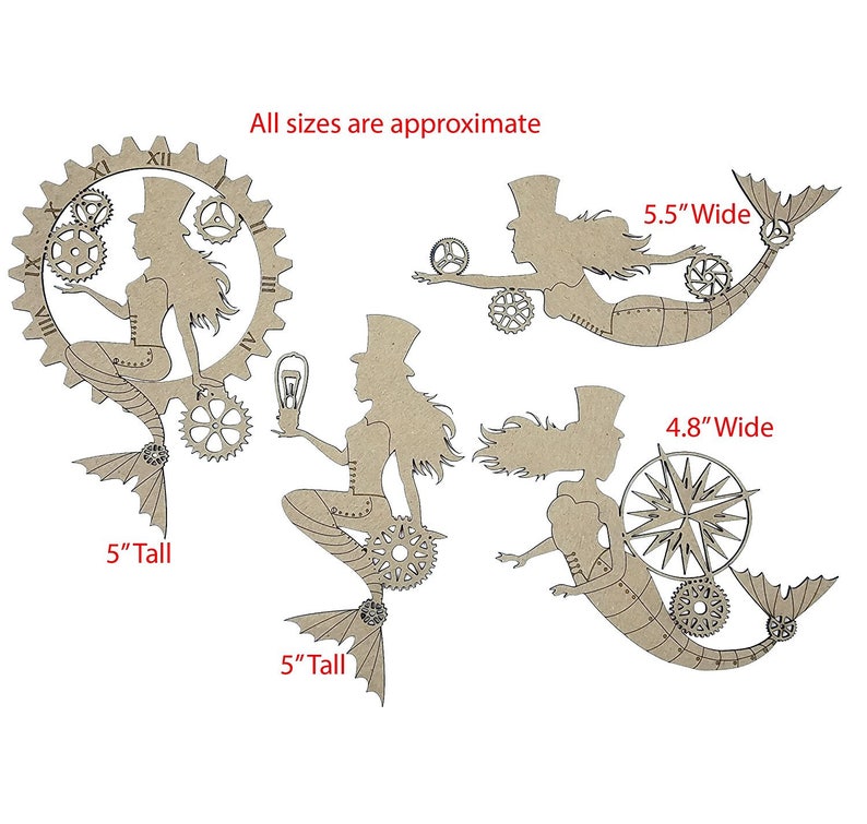 Steampunk Mermaid Set Laser Cut and Engraved Chipboard 4 | Etsy