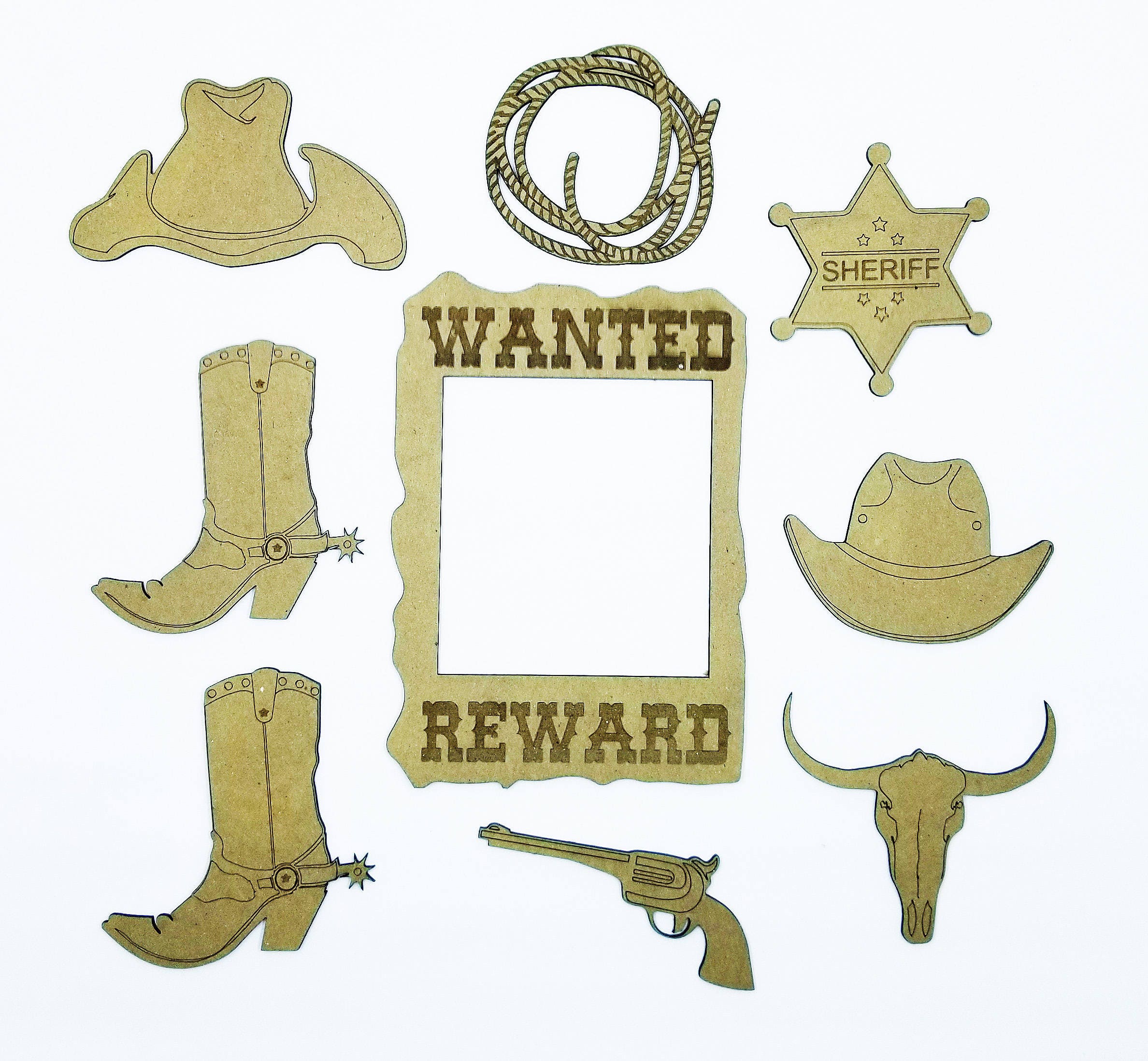 Cowboy Laser Cut and Engraved Chipboard 9 pieces | Etsy