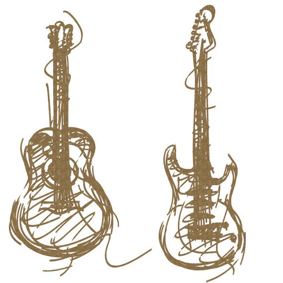 Scribble Guitar Set Laser Cut Chipboard 1/16 Thick - Etsy