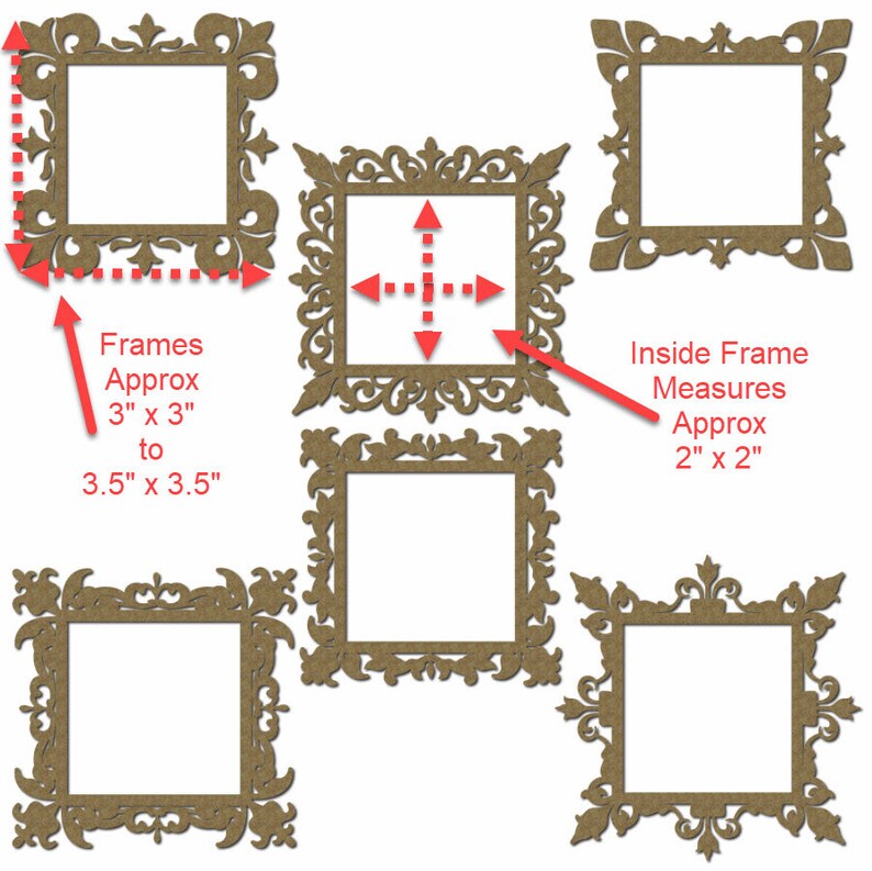 Square Ornate Mini Frames Laser Cut Chipboard Decorative - Etsy