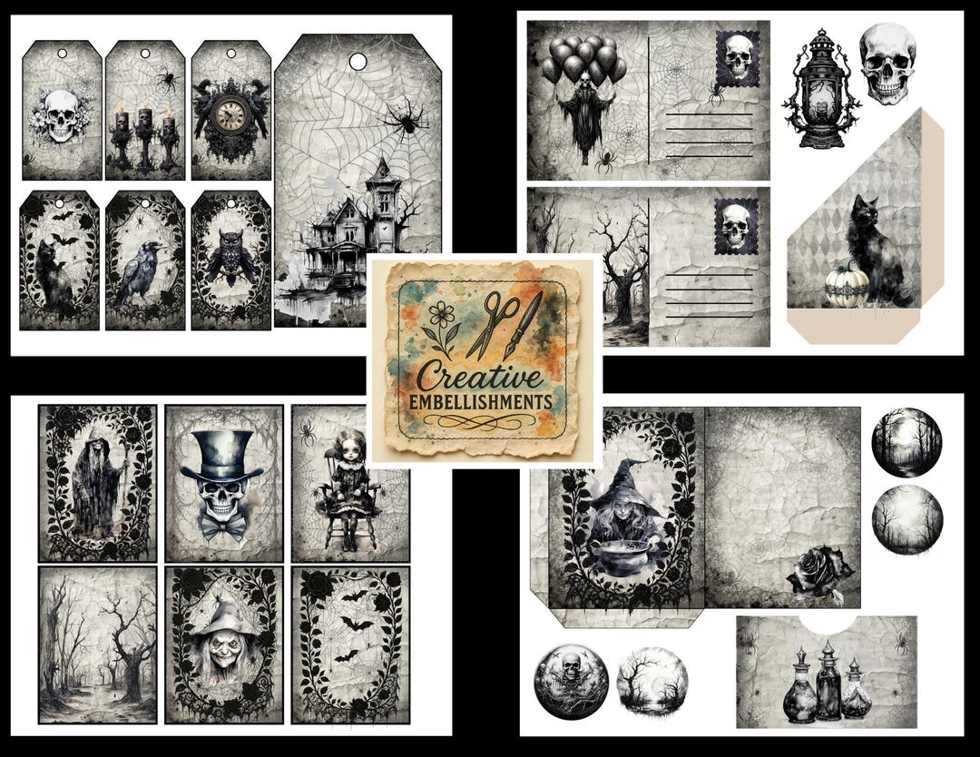 Midnight Manor Digital Printable Ephemera Kit - Etsy