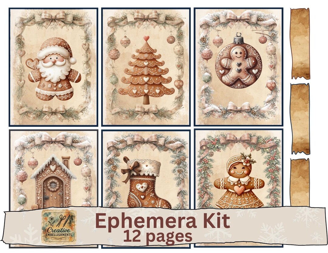 Gingerbread Christmas Ephemera Kit - Etsy