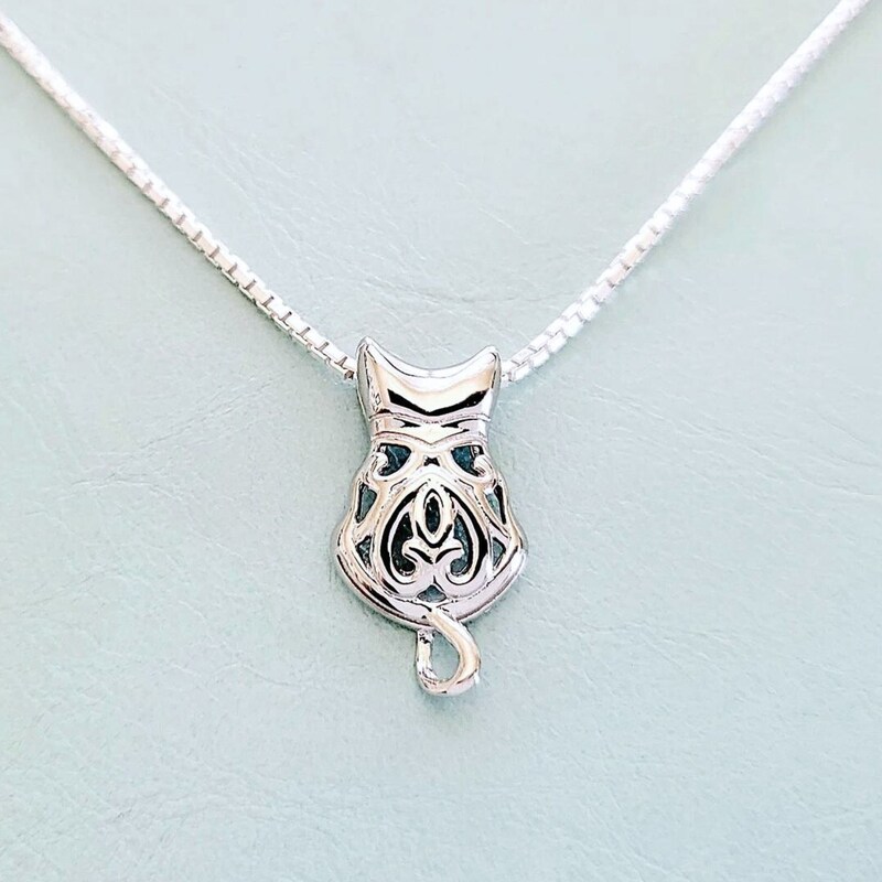 Silver Cat Necklace - Etsy