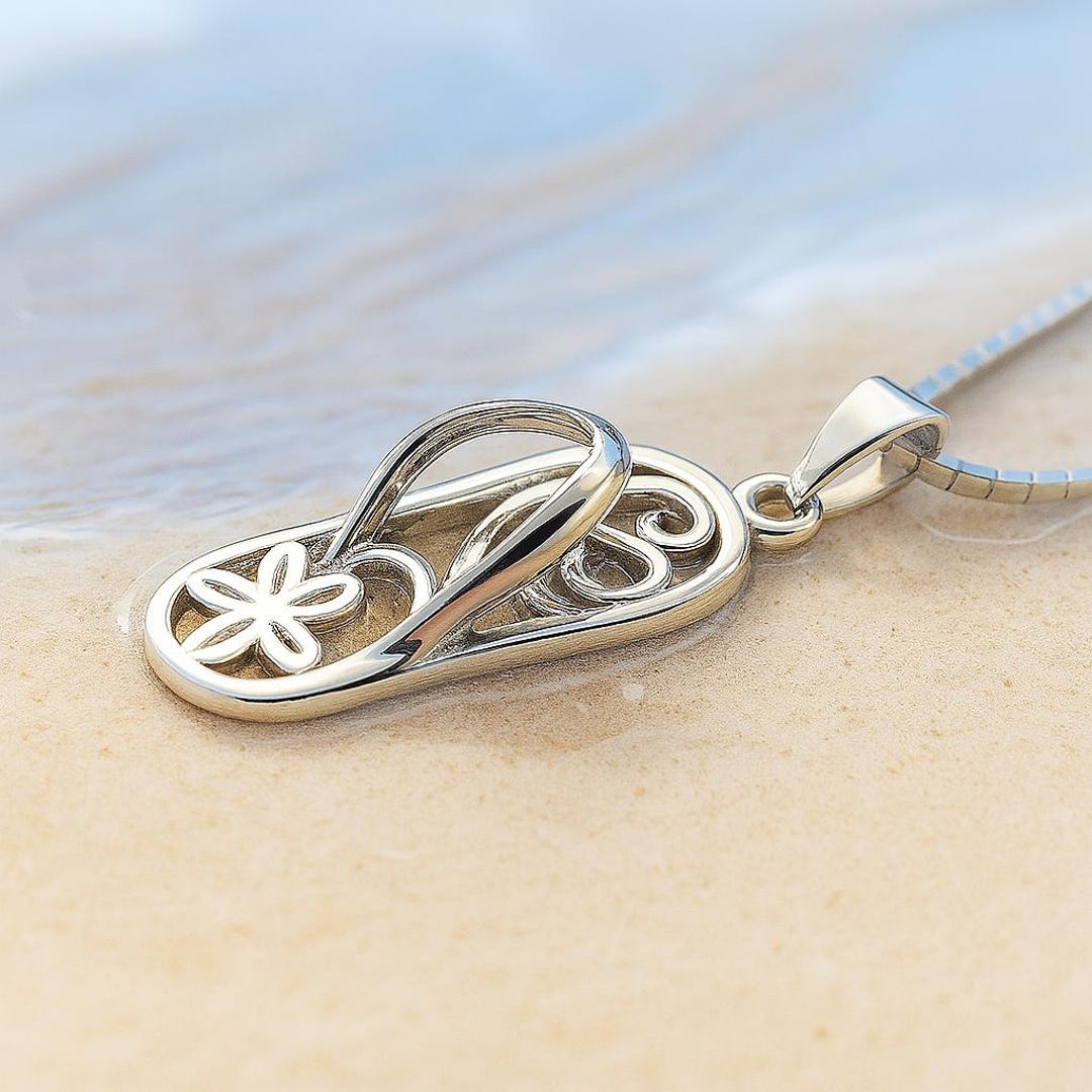 Sterling Silver Flip Flop Necklace – Beach Lover Pendant for Women ...
