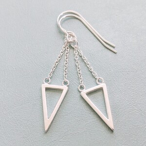 Minimalist Dangle Earrings – Sterling Silver Geometric Triangle Jewelry for Women, Boho Modern ...