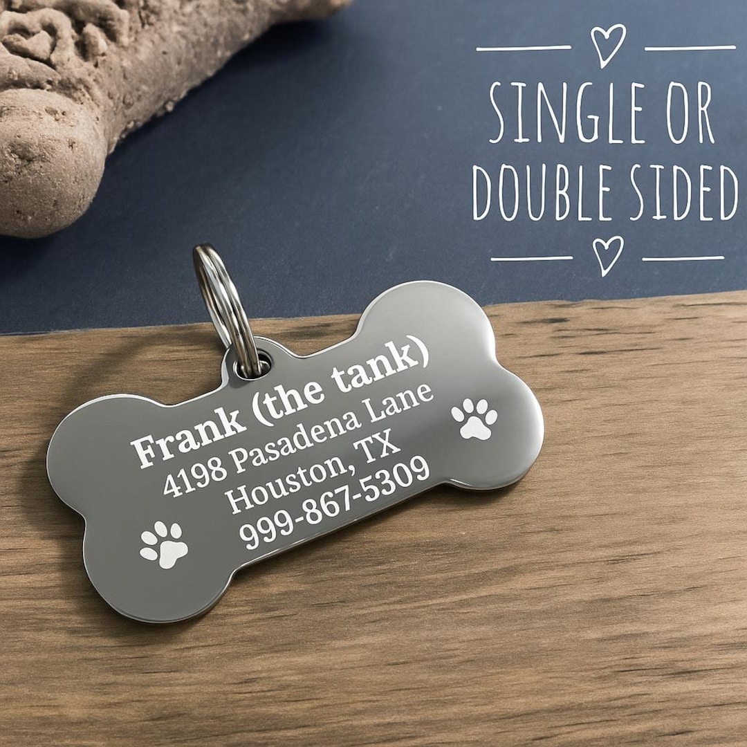 Placas de identificación personalizadas para perros, hueso de acero ...