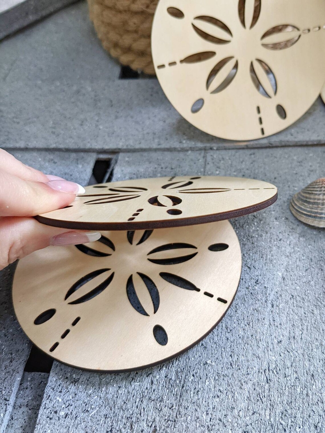 Sand Dollar Coasters Beach Decor Coastal Decorations Wood | Etsy