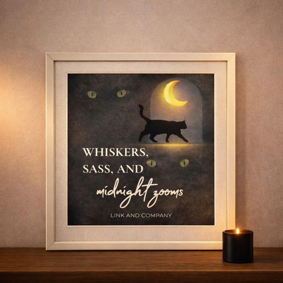 Black Cat Wall Art Printable, Witchy Cat Decor, Midnight Zoomies Quote ...