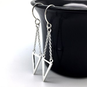 Silver Triangle Earrings, Sterling Silver, Geometric Earrings, Modern ...