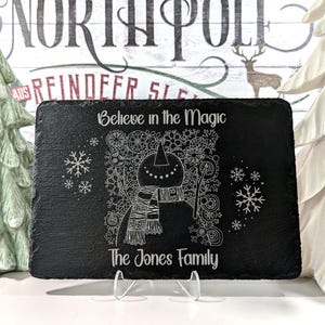 Believe in the Magic Snowman Slate - Personalized Family Name ...