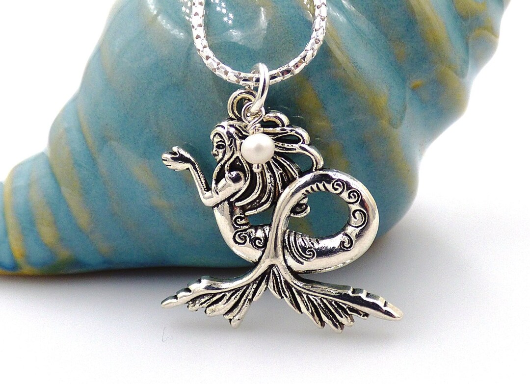 Mermaid Necklace, Sterling Silver Nautical Jewelry, Beach Jewelry ...