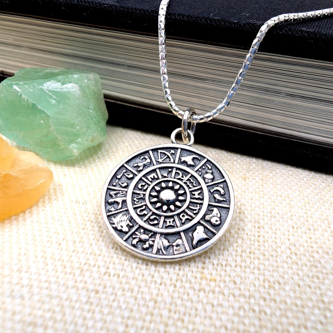 Zodiac Pendant Necklace Sterling Silver • Astrological Charm Jewelry ...