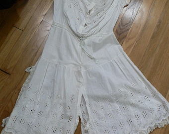 A Pair of Antique Victorian Blue Striped Split Crotch Bloomers or ...