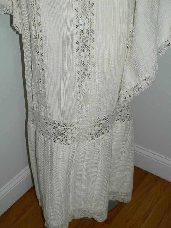 1960's White Maxi Dress with Pintuck and Smocking wit… - Gem