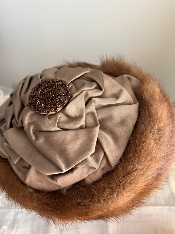 1960s Mink and Satin With Copper Beading - Gem