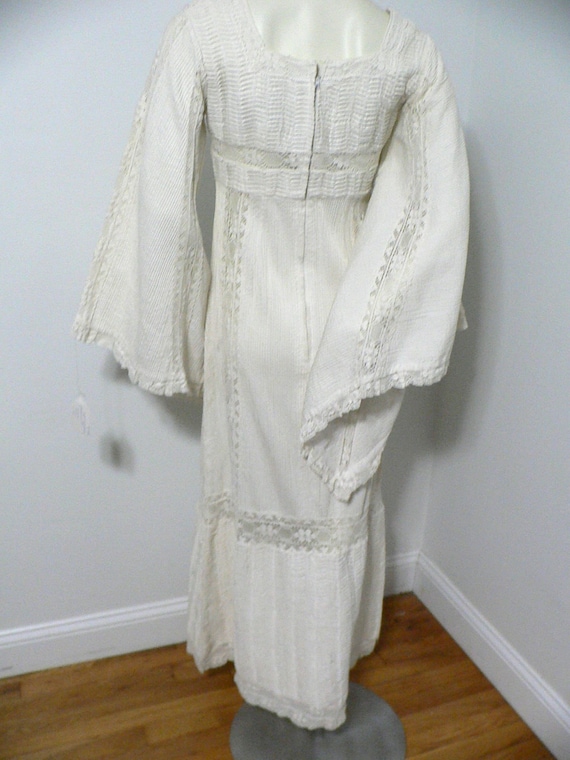 1960's White Maxi Dress with Pintuck and Smocking wit… - Gem