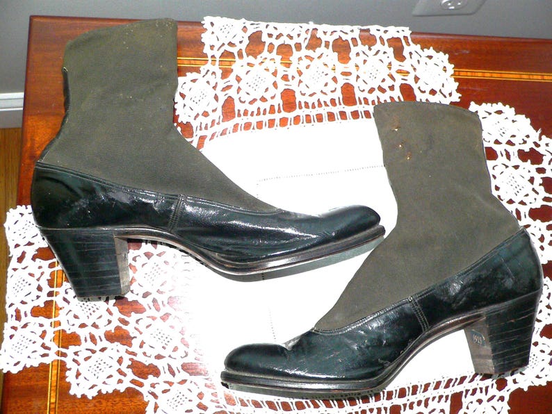 Antique Victorian Edwardian Side Button Leather and Fabric Boots - Etsy