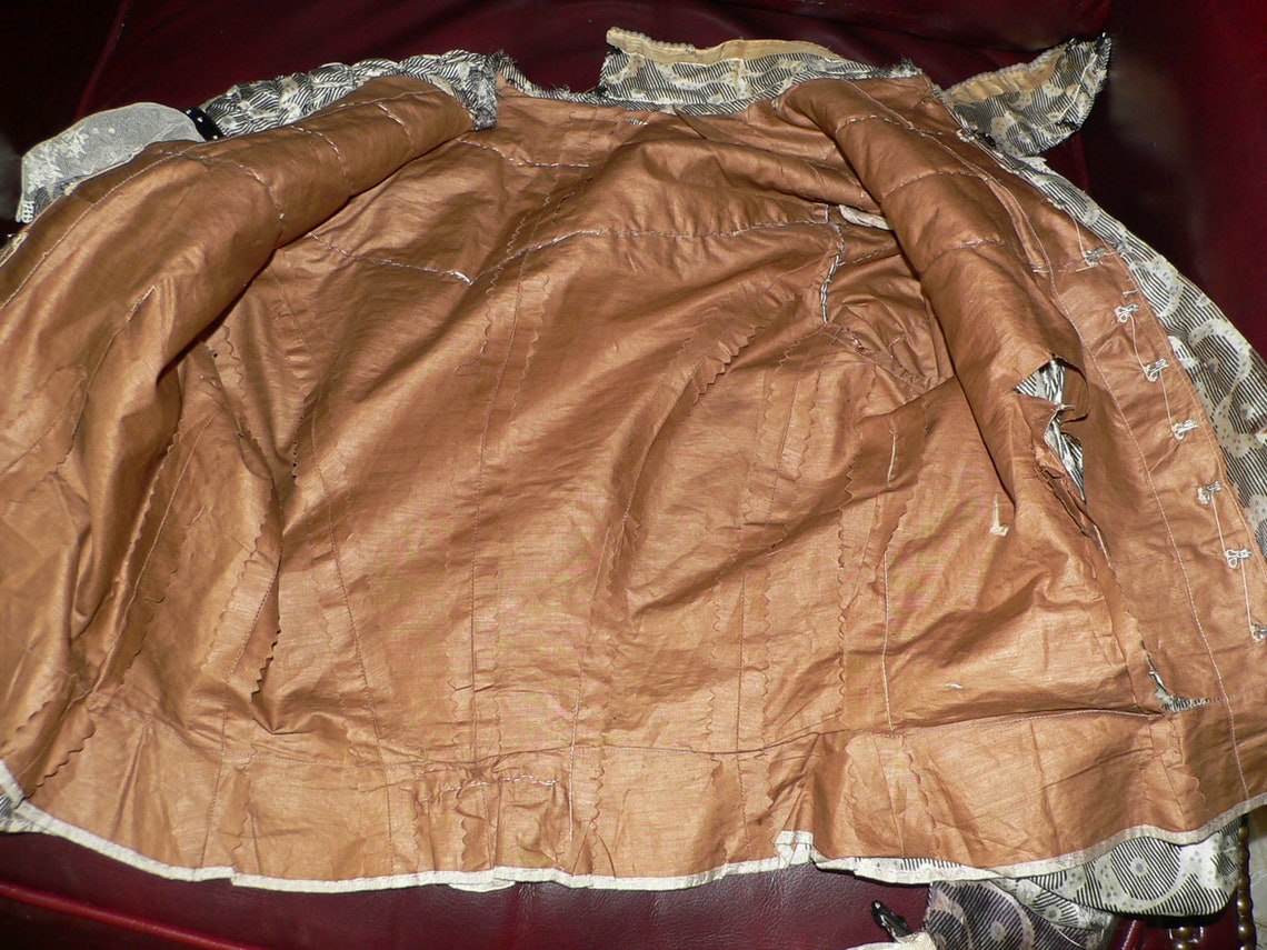 Edwardian Black and White Print Ruched Pleated Silk Monobosom - Etsy