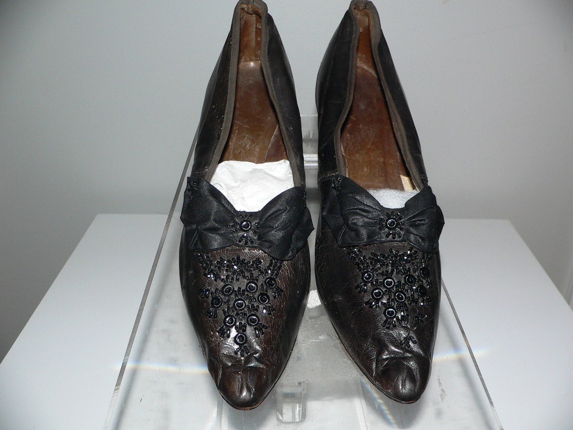 Victorian 1870's Beaded Leather Shoes - Etsy