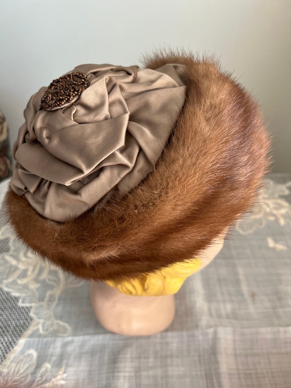 1960s Mink and Satin With Copper Beading - Gem