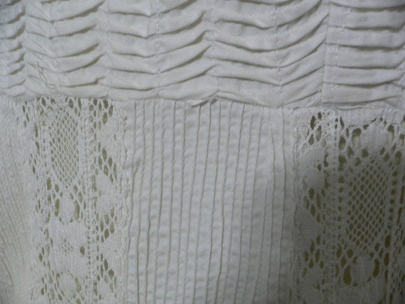 1960's White Maxi Dress with Pintuck and Smocking wit… - Gem