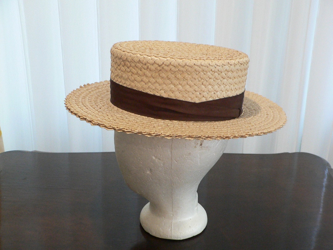 1920's- 30's Vintage Straw Boater by Adam - Etsy