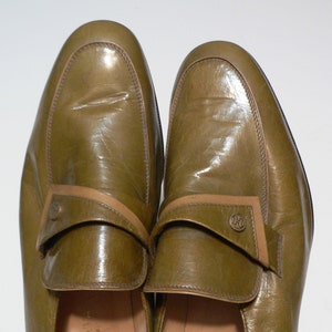 Pair of 1960's Italian Olive Green and Tan Dress Shoes, Made in Italy ...