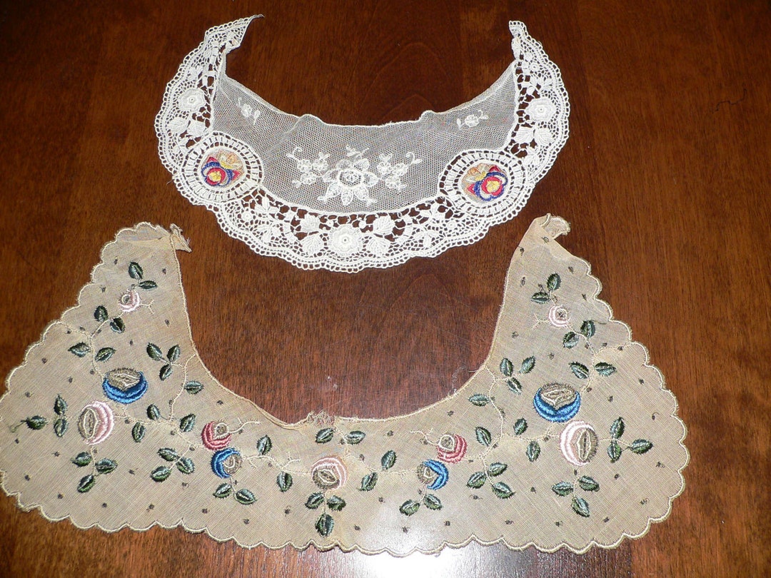 2 Antique Embroidered Collars - Etsy