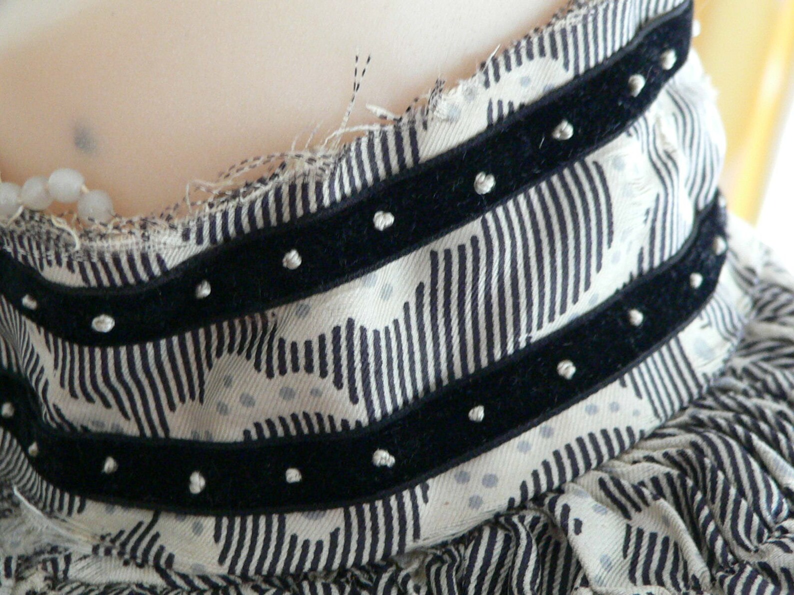 Edwardian Black and White Print Ruched Pleated Silk Monobosom - Etsy