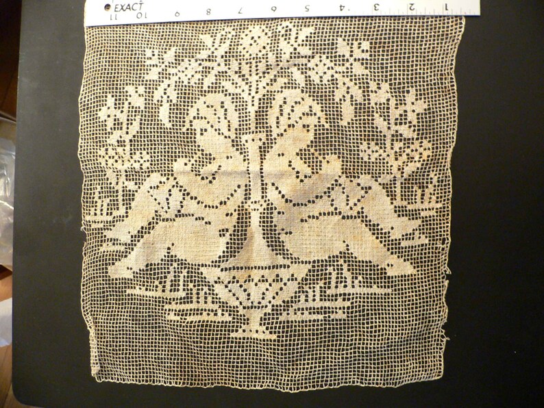Antique Filet Lace Insert Large Filet Lace Applique Antique | Etsy