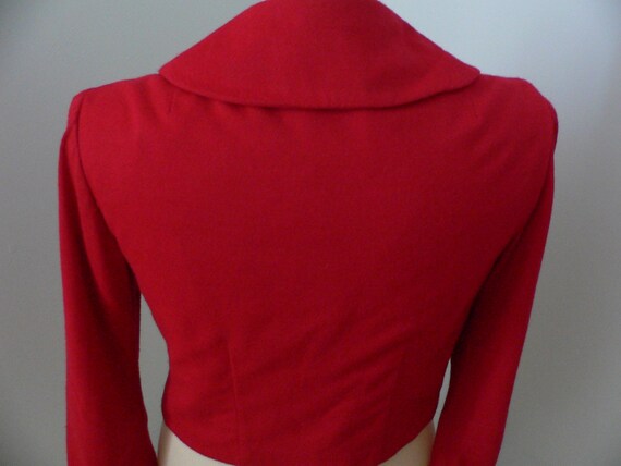 1950's Red Crop Top Jacket, Amerique Label, Vintage 1… - Gem