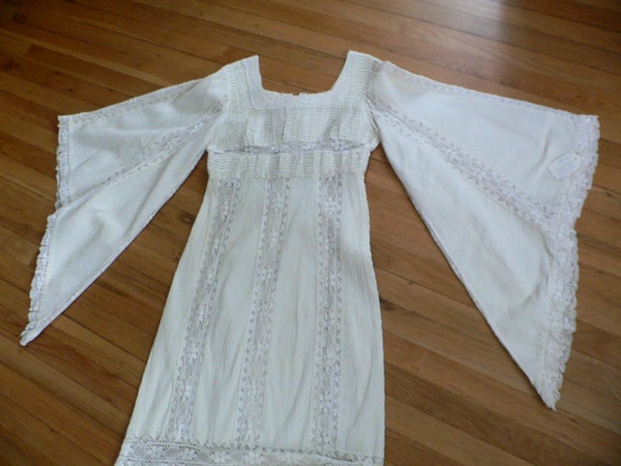 1960's White Maxi Dress with Pintuck and Smocking wit… - Gem