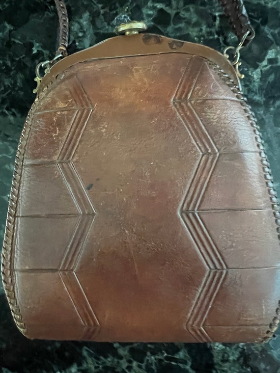 1919 Art Deco Tooled Leather Purse, Arts and Craft T… - Gem