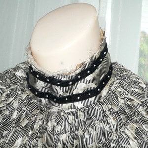 Edwardian Black and White Print Ruched Pleated Silk Monobosom Bodice ...