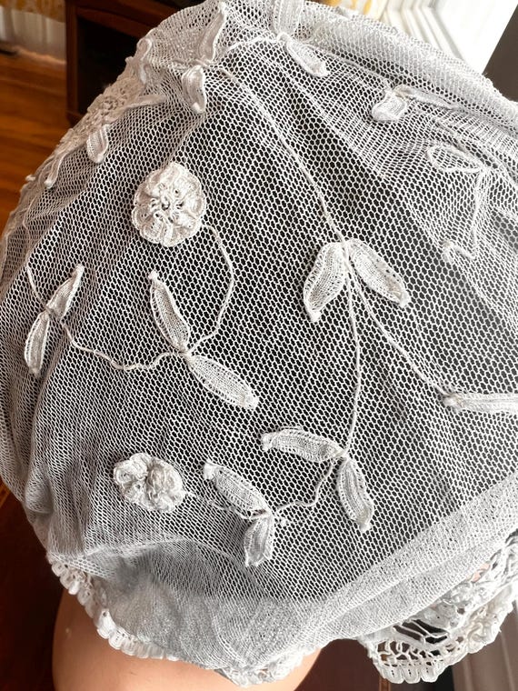 1910-1920 Antique Princess Lace Day Cap, Sleep Bonnet… - Gem