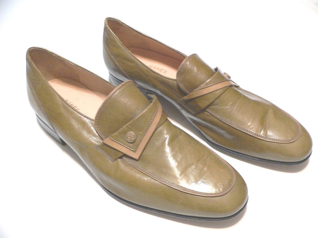 Pair of 1960's Italian Olive Green and Tan Dress Shoes, Made in Italy ...