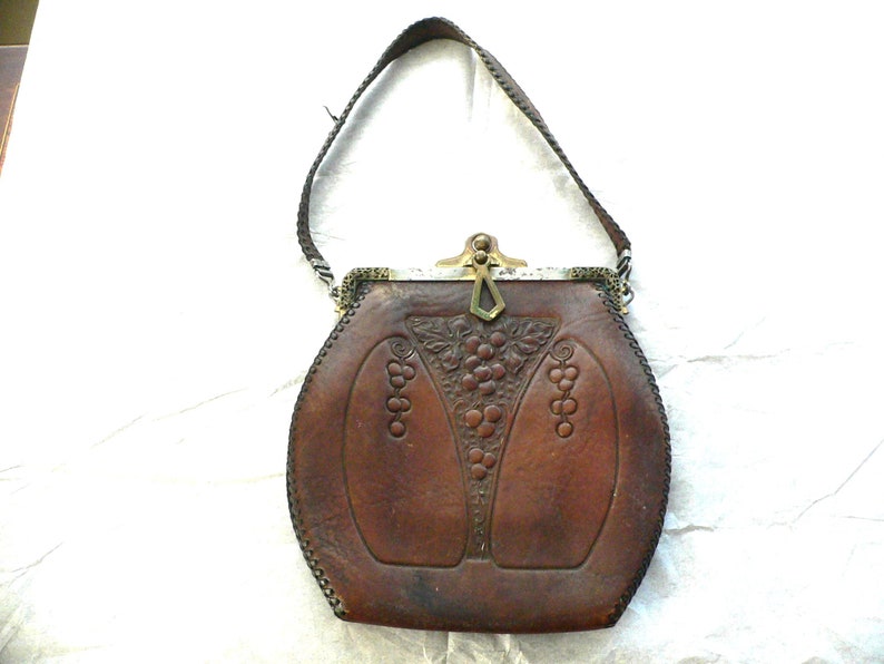 Antique 1910's Art Deco Tooled Leather Purse - Etsy