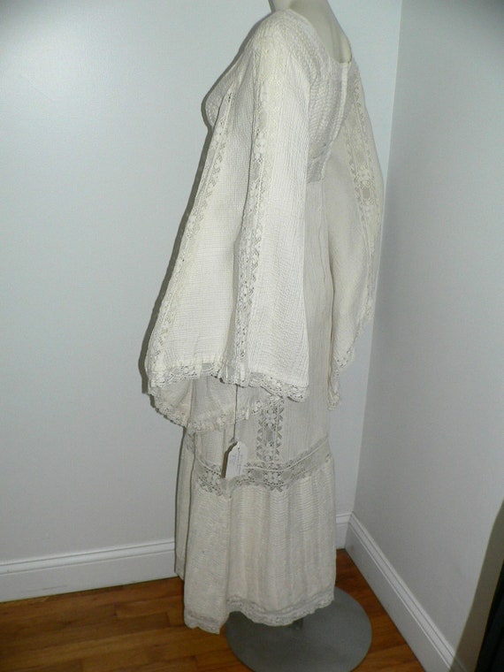 1960's White Maxi Dress with Pintuck and Smocking wit… - Gem