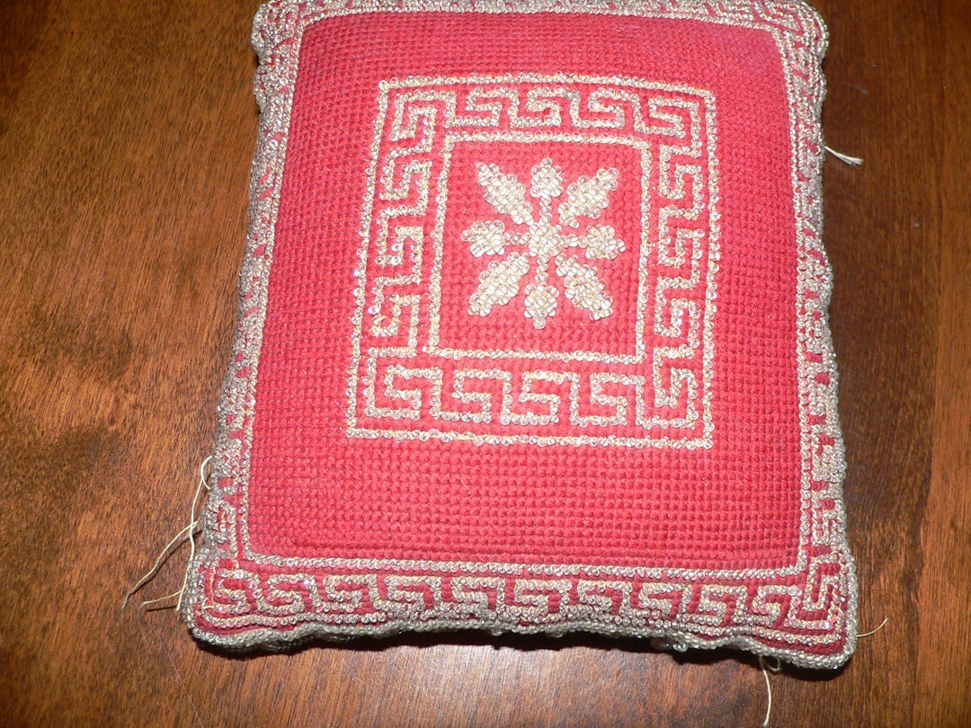 Victorian Beaded Pin Cushion , Red Needlework and Silk Beaded Pin ...