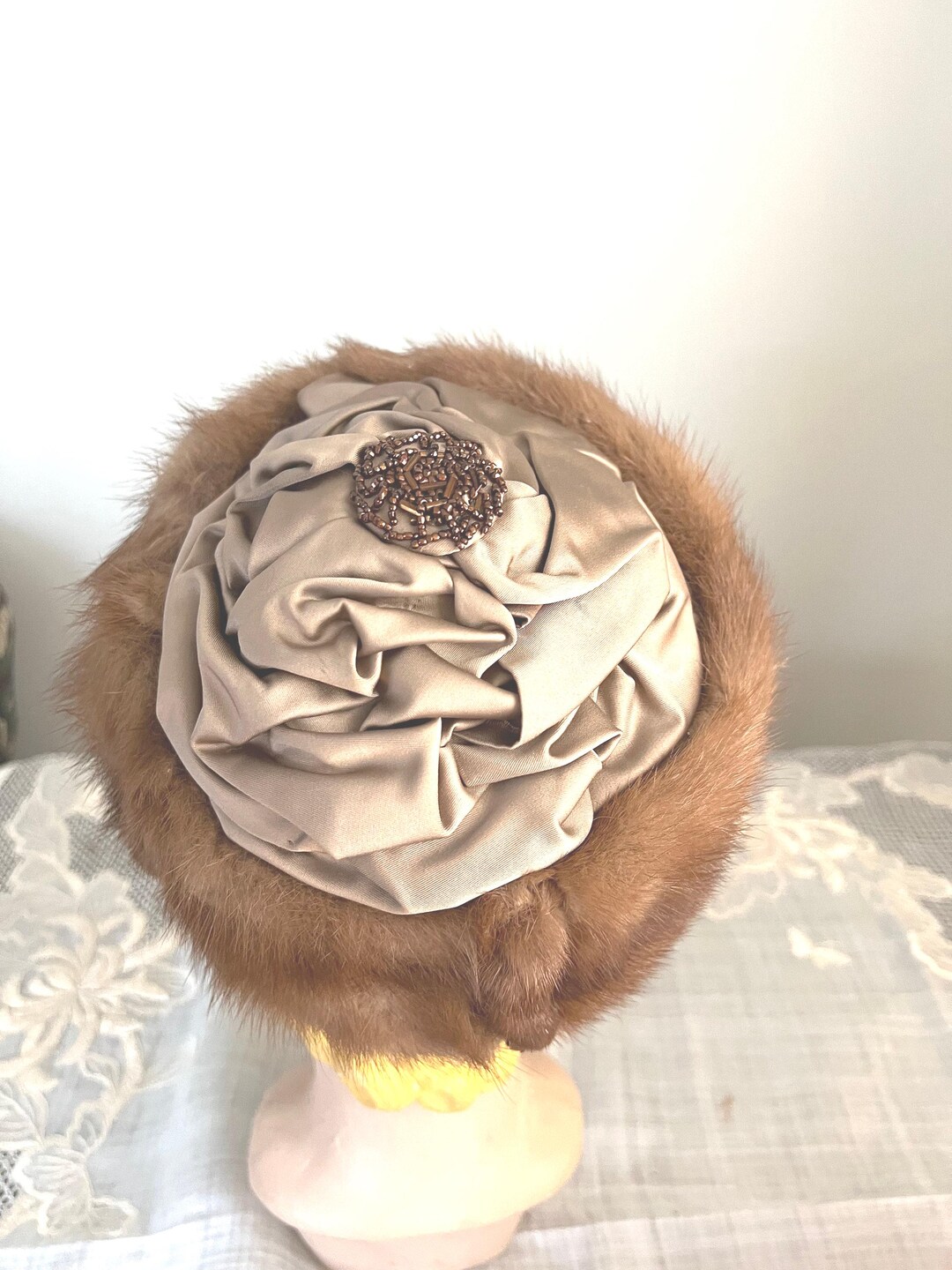 1960s Mink and Satin With Copper Beading - Etsy